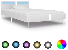Petromila Rám postele s LED světlem bílý umělá kůže 90 x 200 cm