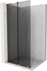 Mexen Velar L, posuvná sprchová zástěna Walk-in 110 x 200 cm, 8mm šedé sklo, měděná matná, 871-110-003-43-65