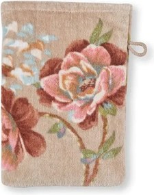 Pip Studio ručníky z bavlněného froté Secret Garden, khaki (Luxusní ručníky z bavlněného froté v designu Secret Garden v barvě khaki)