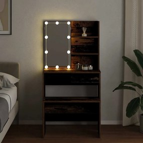 Set toaletního stolku s LED staré dřevo kompozitní dřevo 3329183