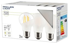 Müller Licht LED žárovka E27 7W 827 matná 3ks