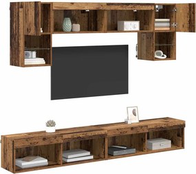 TV nástěnné jednotky s LED 6 ks Staré dřevo Kompozitní dřevo 3402962