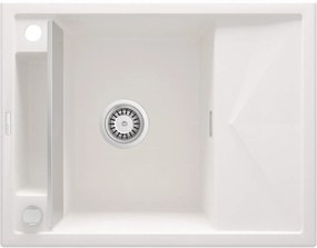 Deante Magnetic, granitový dřez na desku 640x500x219 mm Z/KO, 3,5" + prostorově úsporný sifon, 1-komorový, bílá, ZRM_A11A
