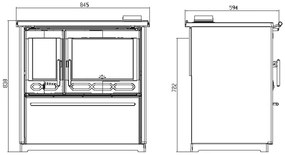 Sporák na tuhá paliva PLAMEN 850 GLAS - L černý