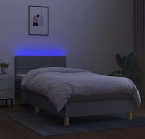 vidaXL Box spring postel s matrací a LED 80 x 200 cm textil [3133669] Barva: světle šedá