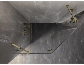 Mexen Lunar, Pětiúhelníkový sprchový kout Mexen Lunar naklápěcí doleva 100 x 80 cm, 8mm čiré sklo, zlatý profil, 831-100L-080P-50-00-L
