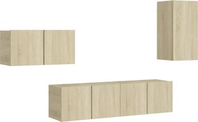 vidaXL 4dílný set TV skříněk dřevotříska [3079097] Barva: Betonová šedá