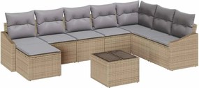Set pohovek 9 ks Béžová polyratan 3346850