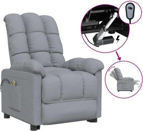 Elektrické masážní křeslo světle šedé textil 3073758