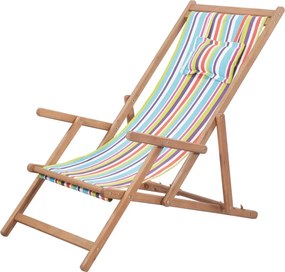 vidaXL Skládací plážové křeslo masivní eukalyptové dřevo a textil [43998] Barva: krémová