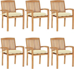 Stohovatelné zahradní židle s poduškami 6 ks masivní teak 3073269