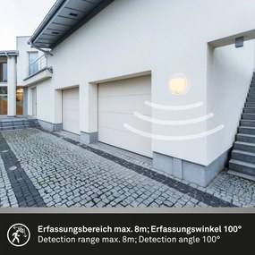 BRI 3785016 Puni LED venkovní nástěnné svítidlo, pohybové čidlo, soumrakový senzor, nabíjecí, bílé - BRILONER