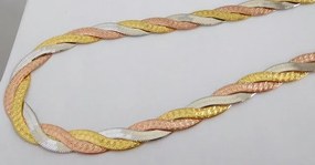 Klenoty Budín Stříbrný pletený náhrdelník - růžové a žluté zlacení 42cm 13,14gr 030647800001