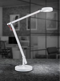 Bílá LED stolní lampa s ohybatelnou konstrukcí (výška 90 cm) Amsterdam – Trio