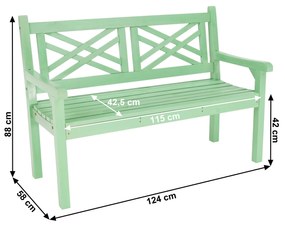 Dřevěná zahradní lavička FABLA 124 cm, barva neo mint
