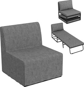 HOMCOM 1-místné rozkládací křeslo 2-v-1 skládací postel s polštářem a ochranným potahem, kovový rám, jednolůžkové sofa pro hosty, obývací pokoj, kance