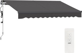 Sklopná markýza Outsunny s elektrickým kličkovým mechanismem - výškově nastavitelná, UV 30+ ochrana pro balkon - šířka 300 cm, tmavě šedá | Aosom