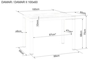 Černý jídelní stůl DAMAR 100x60 cm, dekor dub artisan