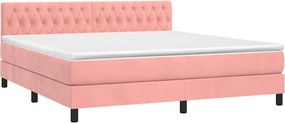 Box spring postel s matrací a LED růžová 180x200 cm samet 3134602