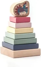 CUBIKA Pastel 15894 Barevná pyramida se slepičkou - dřevěná skládačka