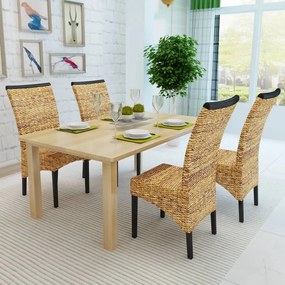 Jídelní židle 4 ks abaka a masivní mangovníkové dřevo - Default Title