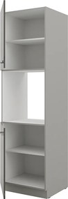 GREY gr | vysoká skříňka 60 DP-210 2F na vestavnou troubu | 60 cm | světle šedá/tmavě šedá lesk