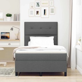Postel s boxspringem s čelo Tmavě šedá 120 x 190 cm textil 3339372