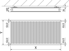 Mexen CH20 Hygienický deskový radiátor 600 x 500 mm, boční připojení, 550 W, bílý - W420H-060-050-00