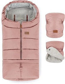 Fusak do kočárku petite&mars set zimní fusak jibot 3v1 + rukavice na kočárek jasie dusty pink