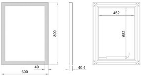 Sapho, GANO zrcadlo s LED osvětlením 60x80cm, černá