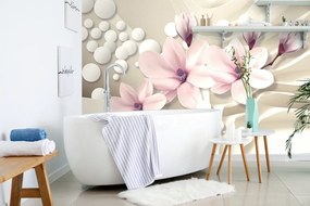 Tapeta krásná magnolie na abstraktním pozadí - 150x100 cm