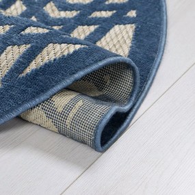 Kusový koberec Piatto Oro Blue kruh – na von aj na doma, 160x160 (priemer) kruh, modrá, chodba / predsieň, Flair Rugs