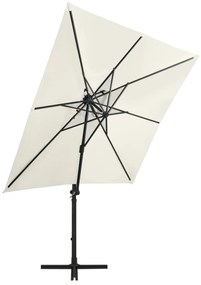 vidaXL Konzolový slunečník s tyčí a LED světly pískový 250 cm