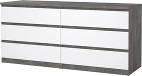 FALCO Komoda Simplicity 232 beton/bílý lesk