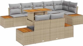 Sada zahradních pohovek 9 ks Beige a šedá 3350082