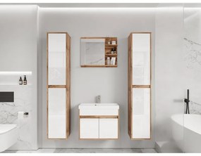 Koupelnový nábytek Garmuzo XL, Barva: wotan / wotan + bílý lesk, Sifon k umyvadlu: ano, Baterie: Maro Blo 020M