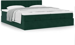 Osmanský rám postele s matrací tmavě zelená 200x200cm samet 3312119