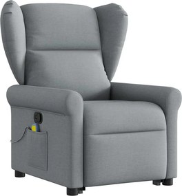 Zvedací masážní polohovací křeslo světle šedé textil 3303384
