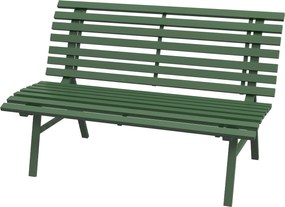 Outsunny 2-místná zahradní lavička z hliníku, povětrnostně odolná lavička, UV-odolný zahradní nábytek s latkovým designem, parková lavička s nosností
