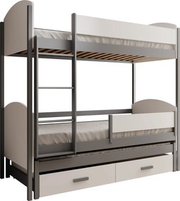ADRK Furniture Třílůžková dětská postel Leia 200x90 s matrací