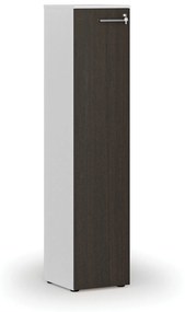 Úzká kancelářská skříň PRIMO WHITE, 1781 x 400 x 420 mm, bílá/wenge