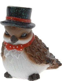 Vánoční ptáček s černým kloboukem 12 cm