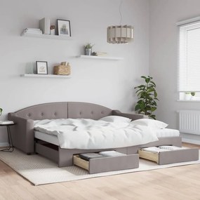 Válenda s přistýlkou a zásuvkami taupe 100 x 200 cm textil 3197574