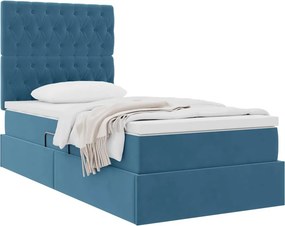 Postel s úložným prostorem a matrací Tmavě modrá 100 x 200 cm 3372073