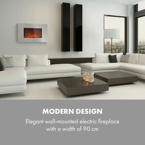 Klarstein Lausanne Luxe, Elektrický krb, 2000 W, 2 úrovně výkonu, 90 cm, nerezová ocel