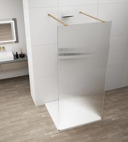 Polysan Esca Gold Matt jednodílná sprchová zástěna 120 x 210 cm do prostoru zlatá sklo Flute vlnky ES1312-08