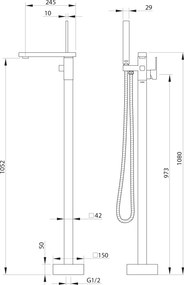 Sapho Sapho, CUBEMIX vanová baterie do podlahy, černá mat, CM021B