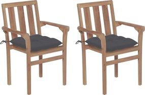 vidaXL Zahradní židle 2 ks podušky masivní teakové dřevo [3062234] Barva: antracitová