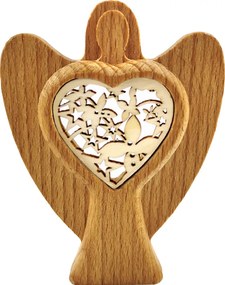 AMADEA Dřevěný anděl s vkladem - ornament, masivní dřevo, výška 10 cm