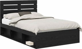 Rám postele s čelo Černá 135 x 190 cm Masivní borové dřevo 3411424